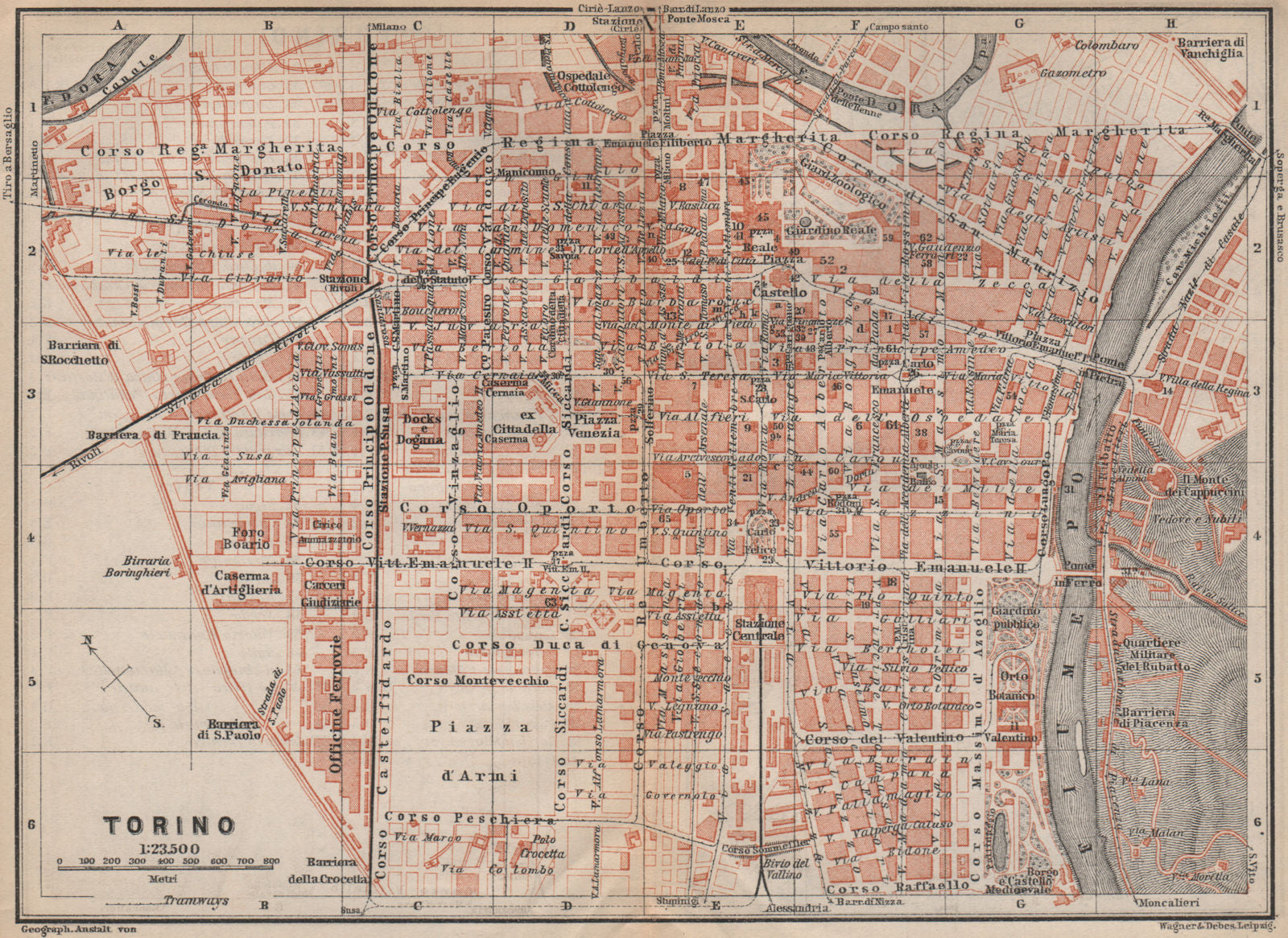 TORINO TURIN antique town city plan piano urbanistico. Italy mappa 1899 ...