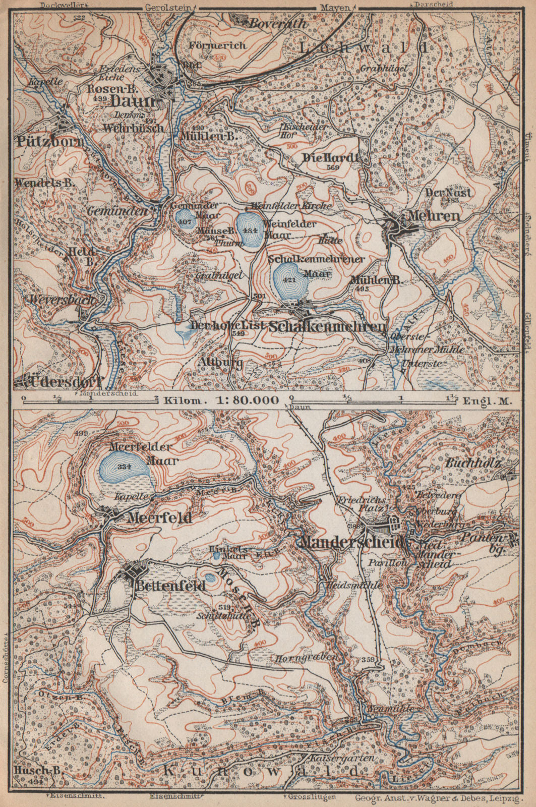 DAUNER & MEERFELDER MAARE. Manderscheid Malberg Schalkenmehren karte ...