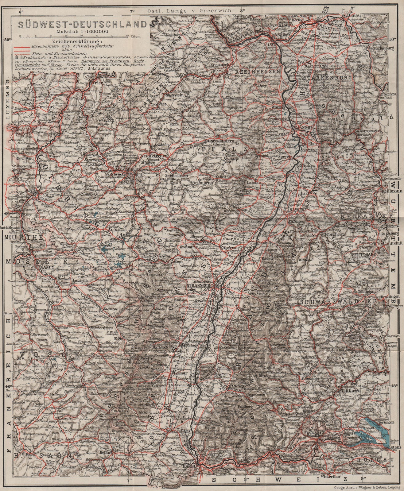 SW GERMANY SÜDWEST-DEUTSCHLAND inc. Reichsland Elsaß-Lothringen. Baden ...