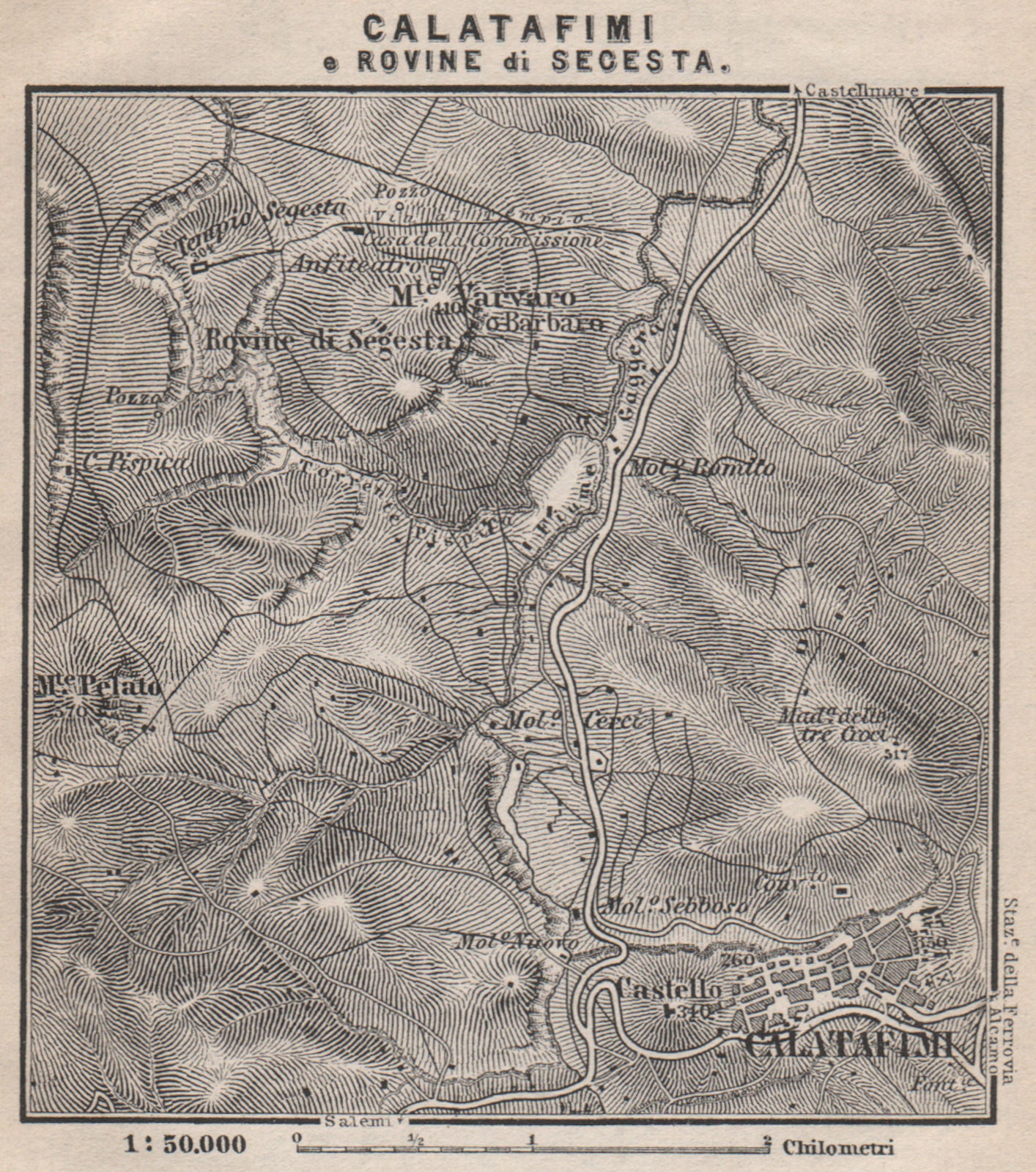 CALATAFIMI e ROVINE di SEGESTA environs. Plan. Italy mappa. SMALL 1896 ...