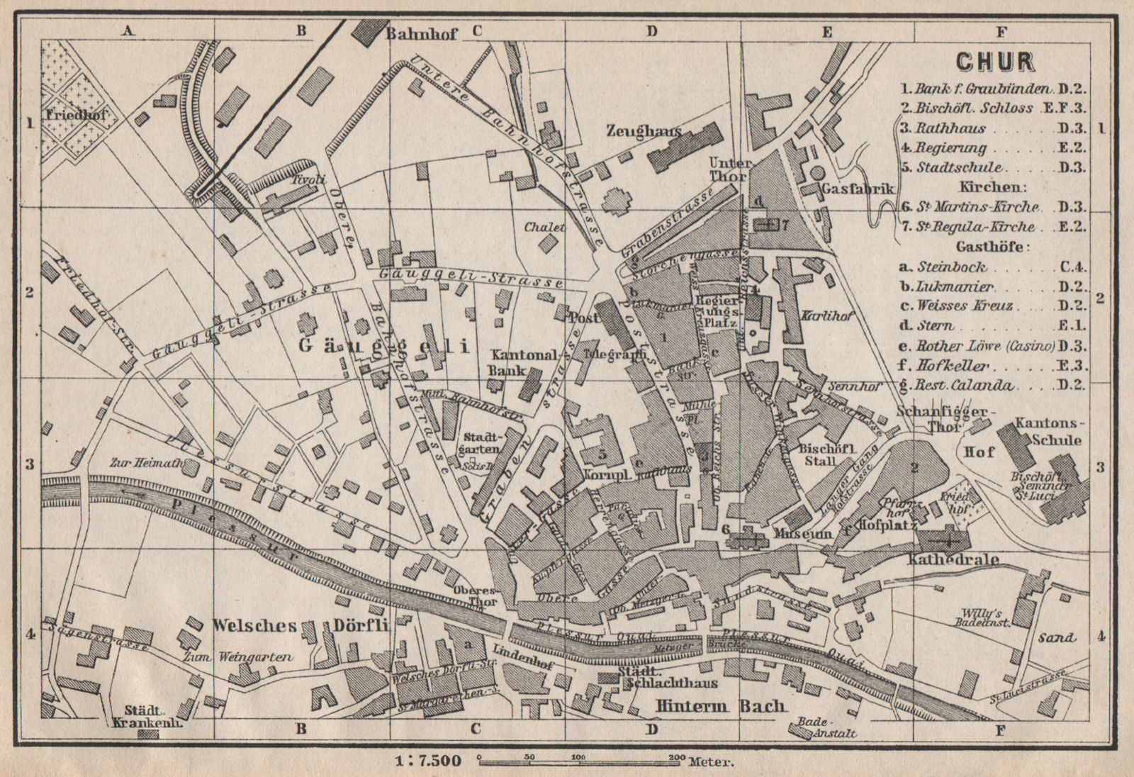 COIRE / CHUR. Chur. town city stadtplan. Switzerland Suisse Schweiz ...