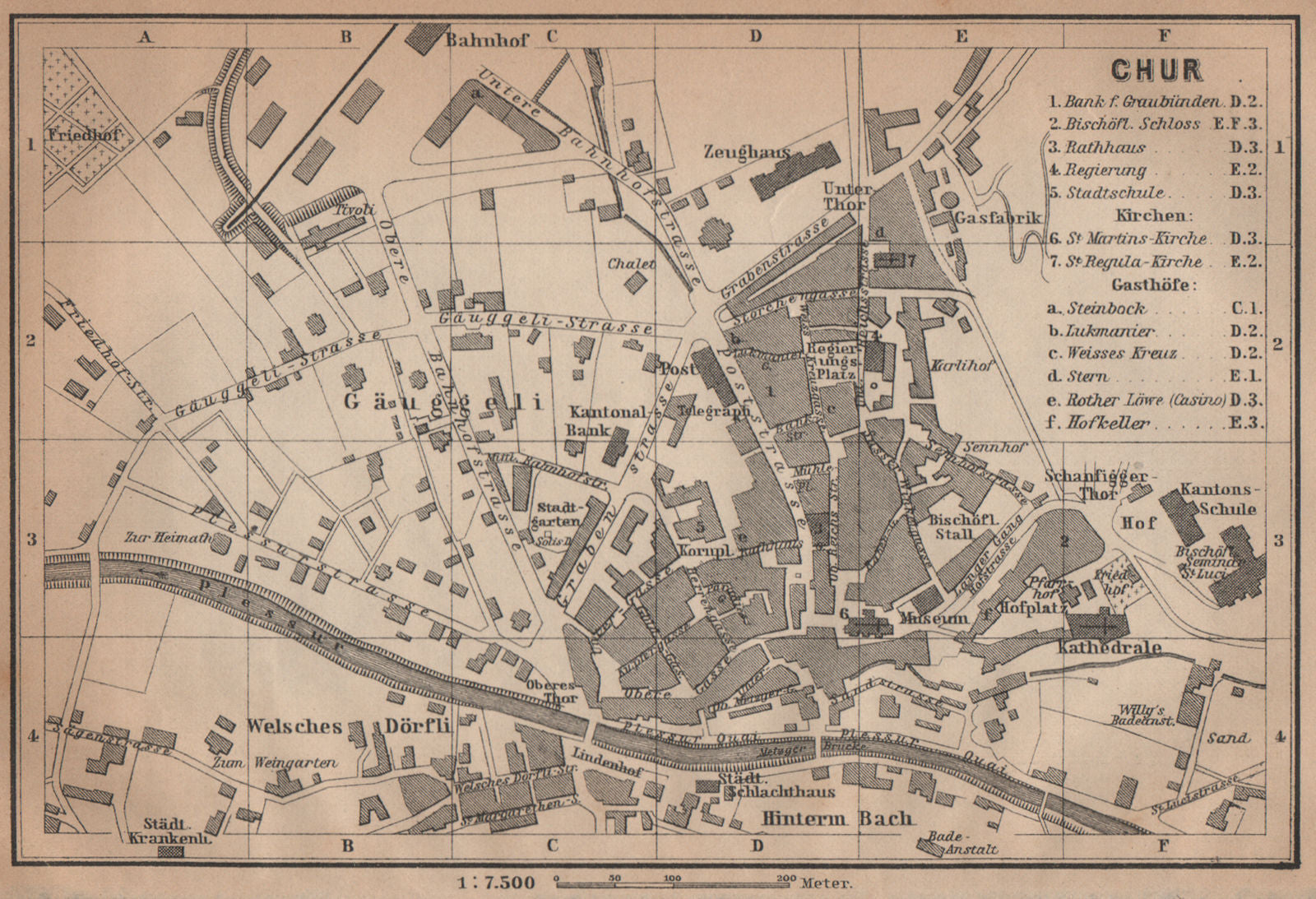 COIRE / CHUR. Chur. town city stadtplan. Switzerland Suisse Schweiz ...