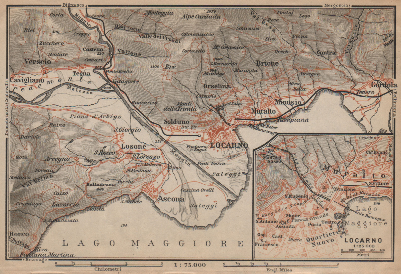 LOCARNO area. Losone Gordola Muralto Brione. Switzerland Suisse Schweiz ...