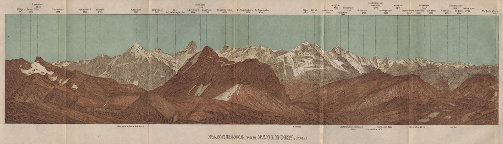 PANORAMA from/vom FAULHORN. Berner Oberland. Bernese Oberland 1909 old ...