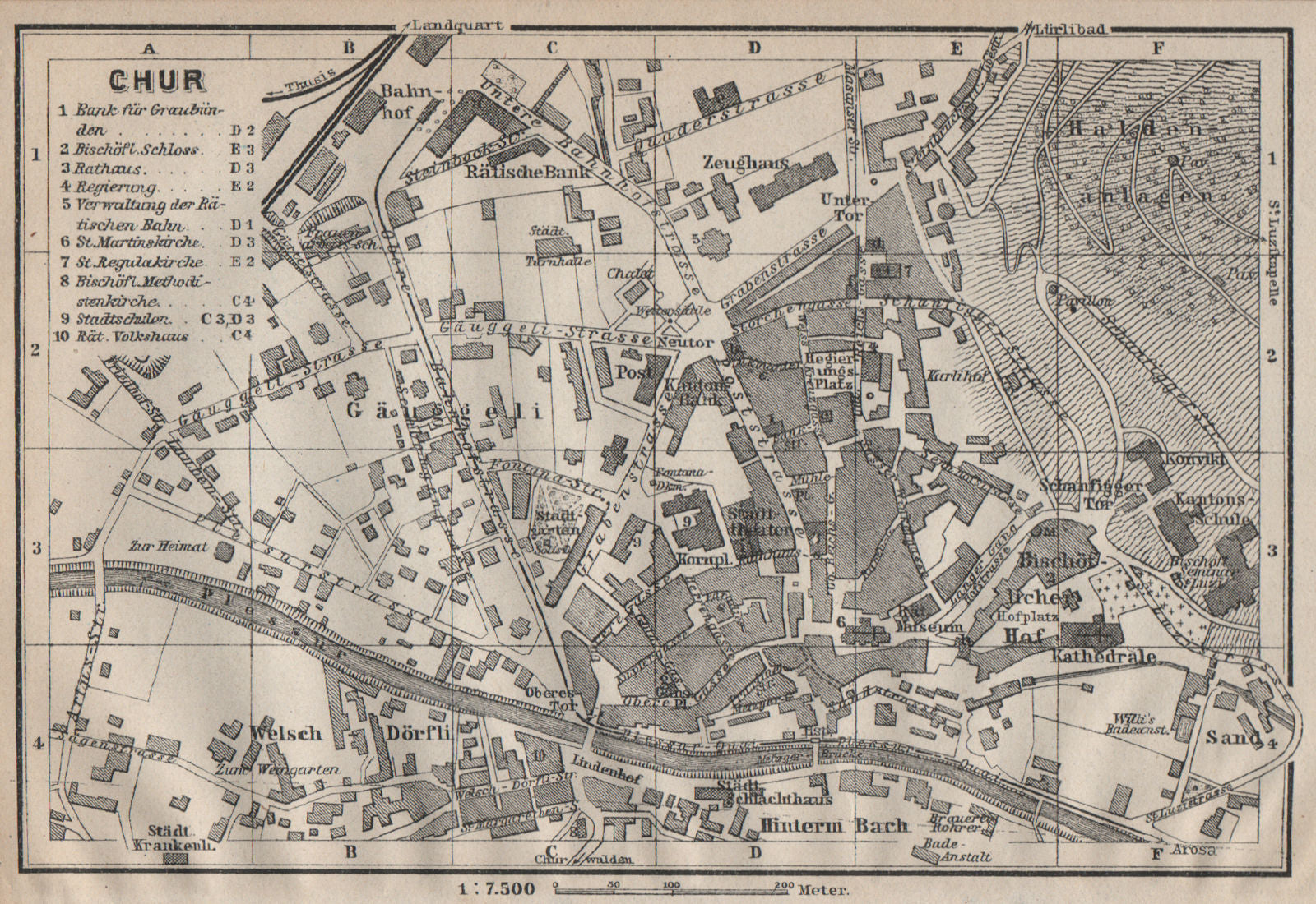 COIRE / CHUR. Chur. town city stadtplan. Switzerland Suisse Schweiz ...