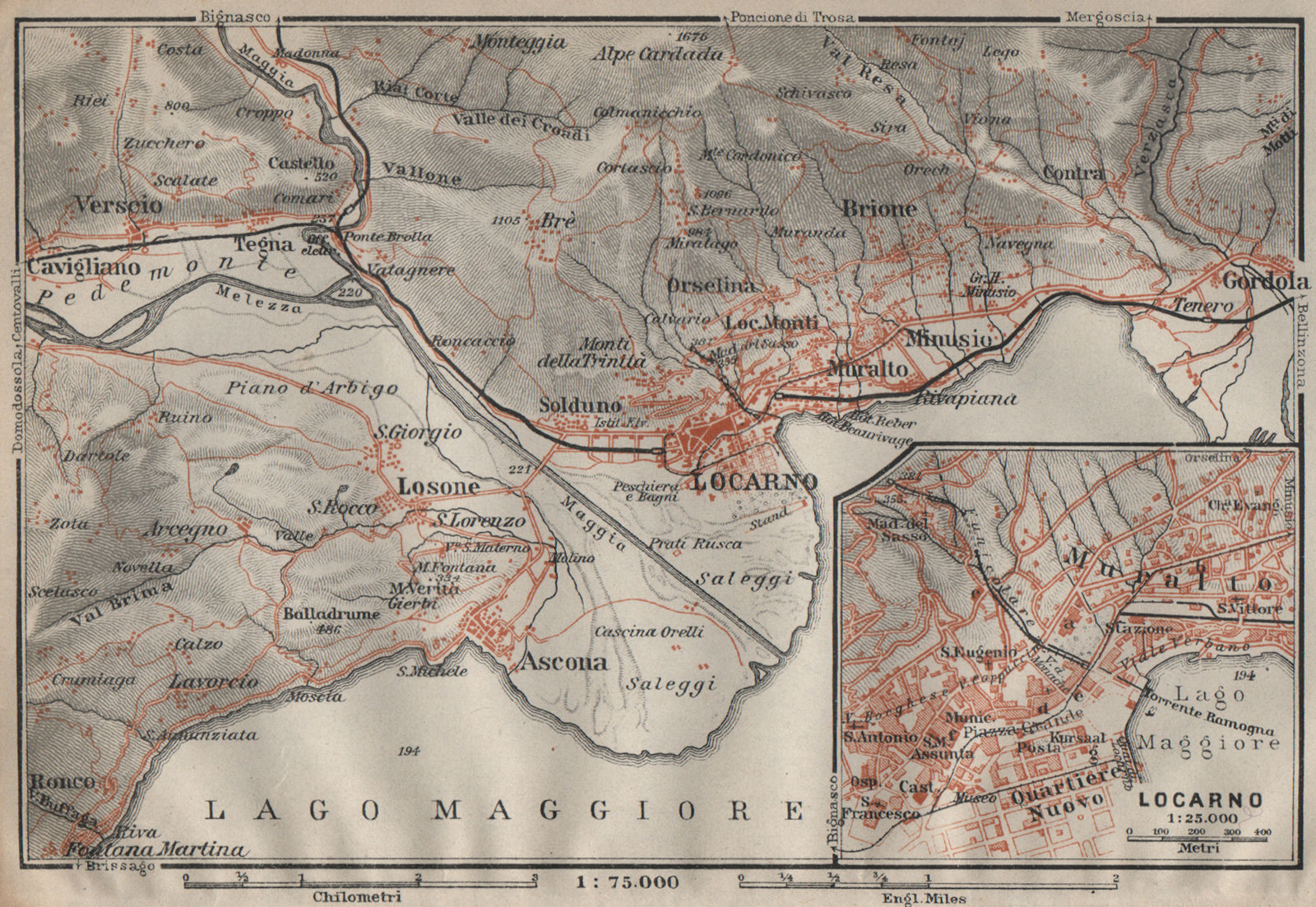 LOCARNO area. Losone Gordola Muralto Brione. Switzerland Suisse Schweiz ...