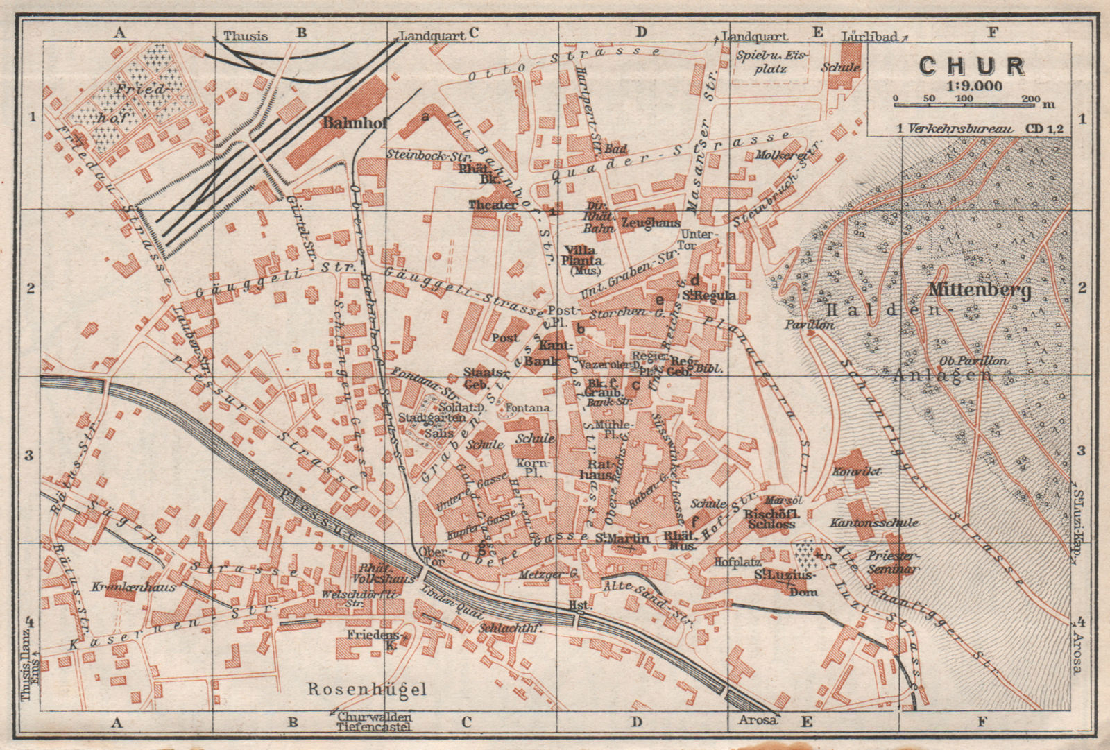 COIRE / CHUR. Chur. town city stadtplan. Switzerland Suisse Schweiz ...