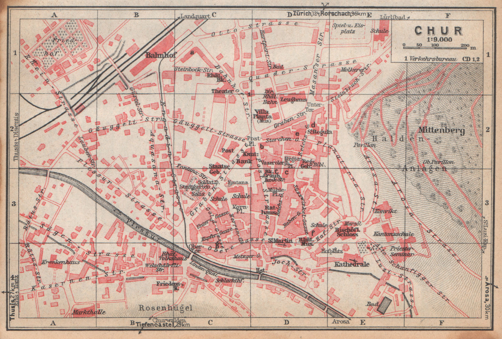 COIRE / CHUR. Chur. town city stadtplan. Switzerland Suisse Schweiz ...