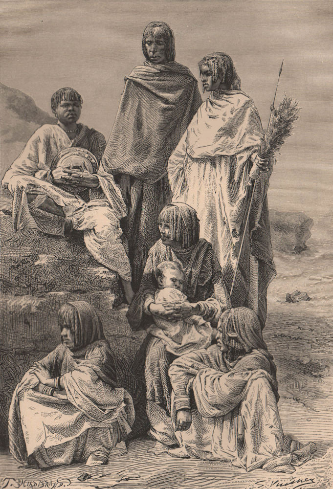 Group of Nubian women. Egypt Sudan 1885 old antique vintage print ...