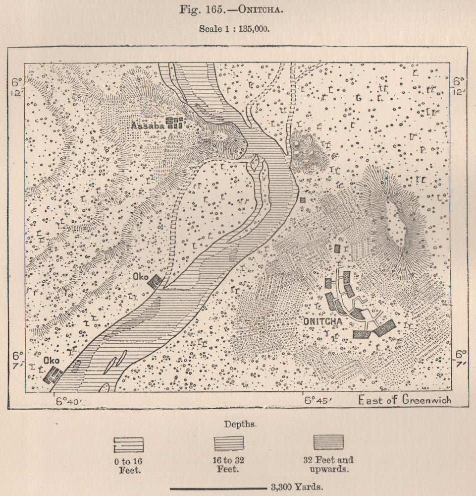 Onitcha/Onitsha. Nigeria. The Niger Basin 1885 old antique map plan ...