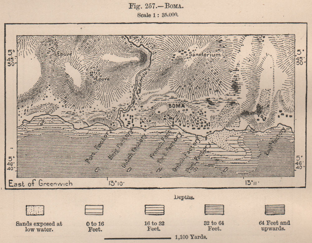 Boma. Congo. Congo Basin 1885 old antique vintage map plan chart ...