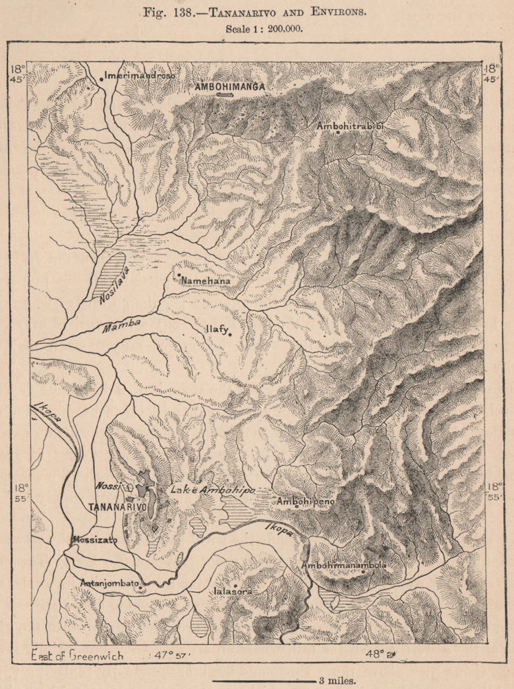 Antananarivo and environs. Madagascar 1885 old antique vintage map plan ...