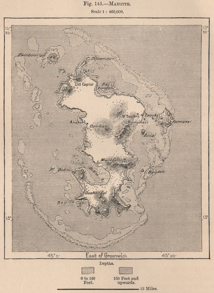 Mayotte. Comoros. East African Islands 1885 old antique vintage map ...