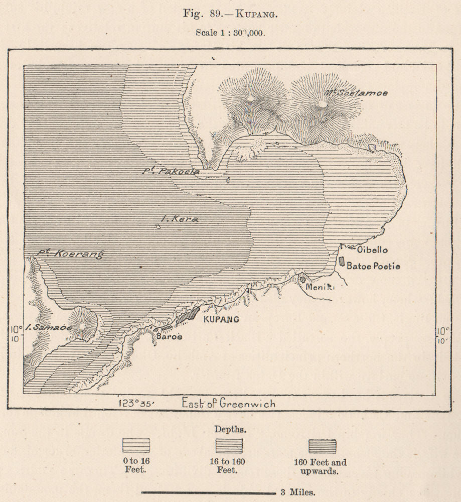 Kupang, Timor, Indonesia. East Indies 1885 old antique vintage map plan ...