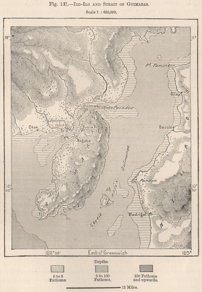 IloIlo & Guimaras Strait.Bacolod.Talisay City.Visayas.Philippines 1885 ...