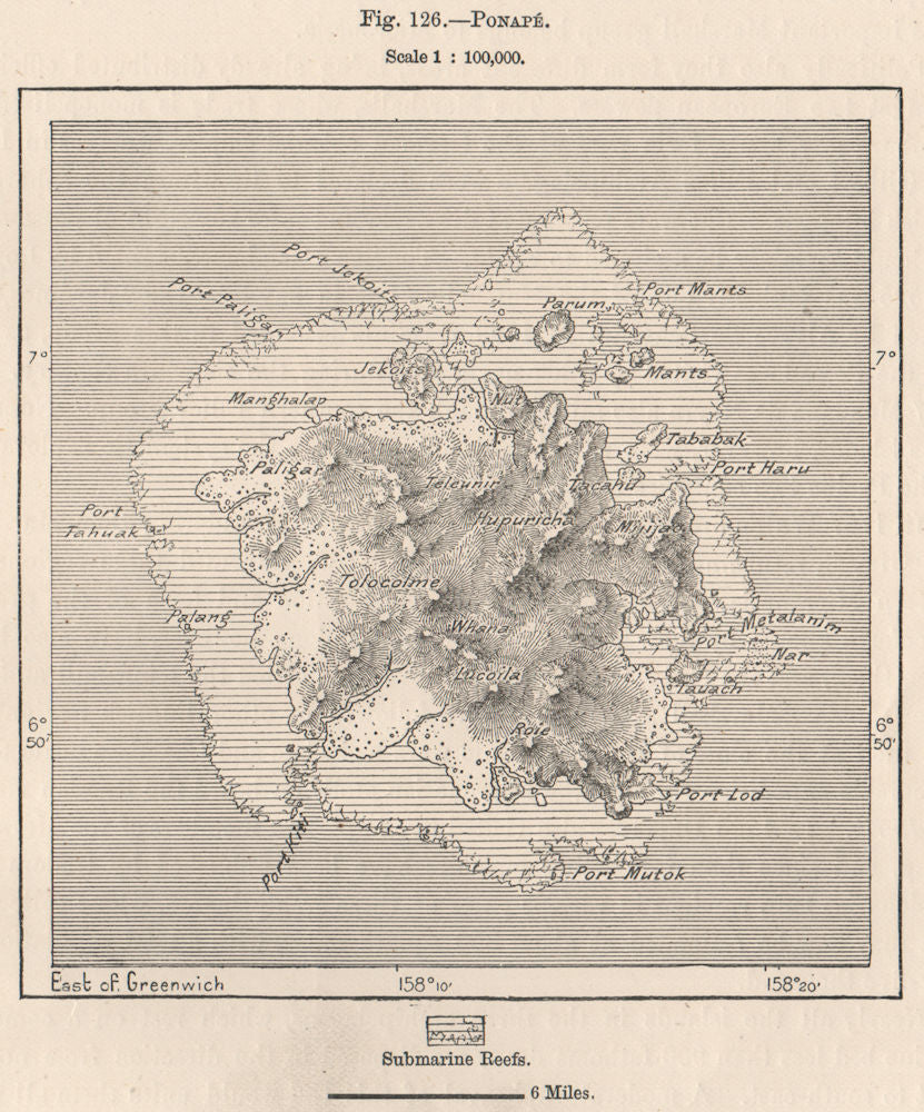 Ponape(Pohnpei)island,Senyavin group,Caroline Islands.Micronesia 1885 ...