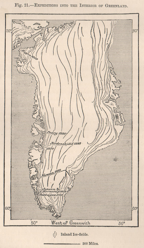 Expeditions into the interior of Greenland. Peary Nansen Jensen 1885 ...