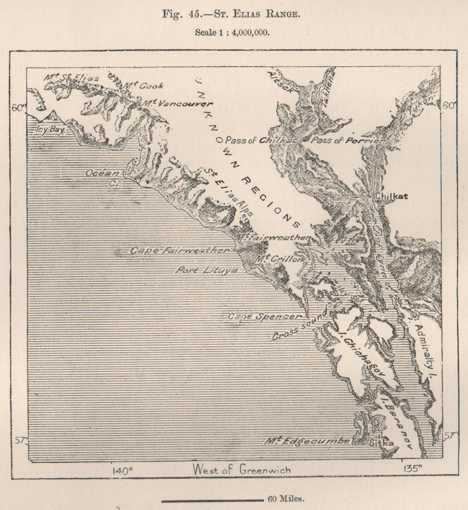 St. Elias range. Alaska 1885 old antique vintage map plan chart ...