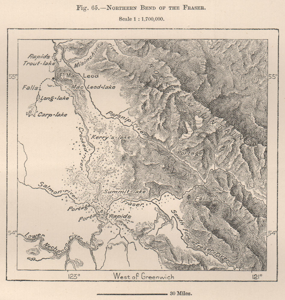 Fraser River N bend.Carp Lake.Macleod Lake,British Columbia.Canada 1885 ...