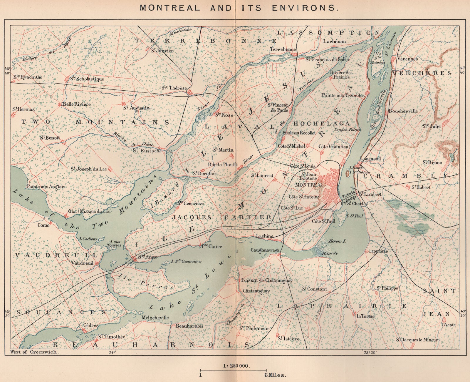 Montreal and its environs. Canada 1885 old antique vintage map plan ...