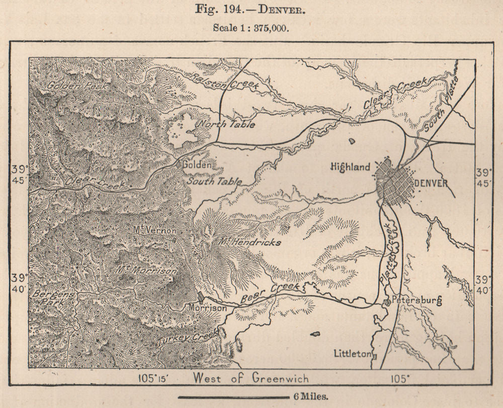 Denver. Colorado 1885 old antique vintage map plan chart ...