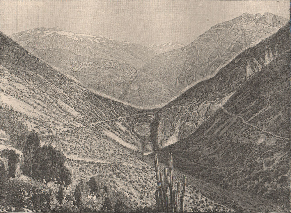 La Cumbre pass/Paso de Uspallata from Salto del Soldado. Chile ...