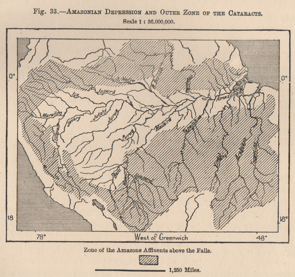 Amazonian depression & outer zone of the Cataracts. South America 1885 ...