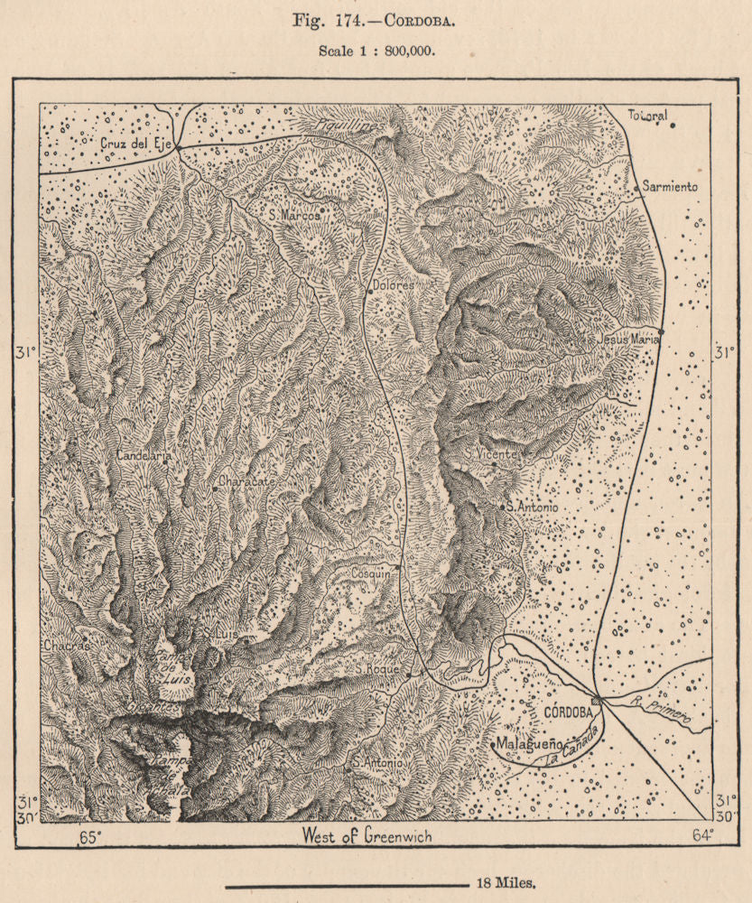 Cordoba. Argentina 1885 old antique vintage map plan chart ...