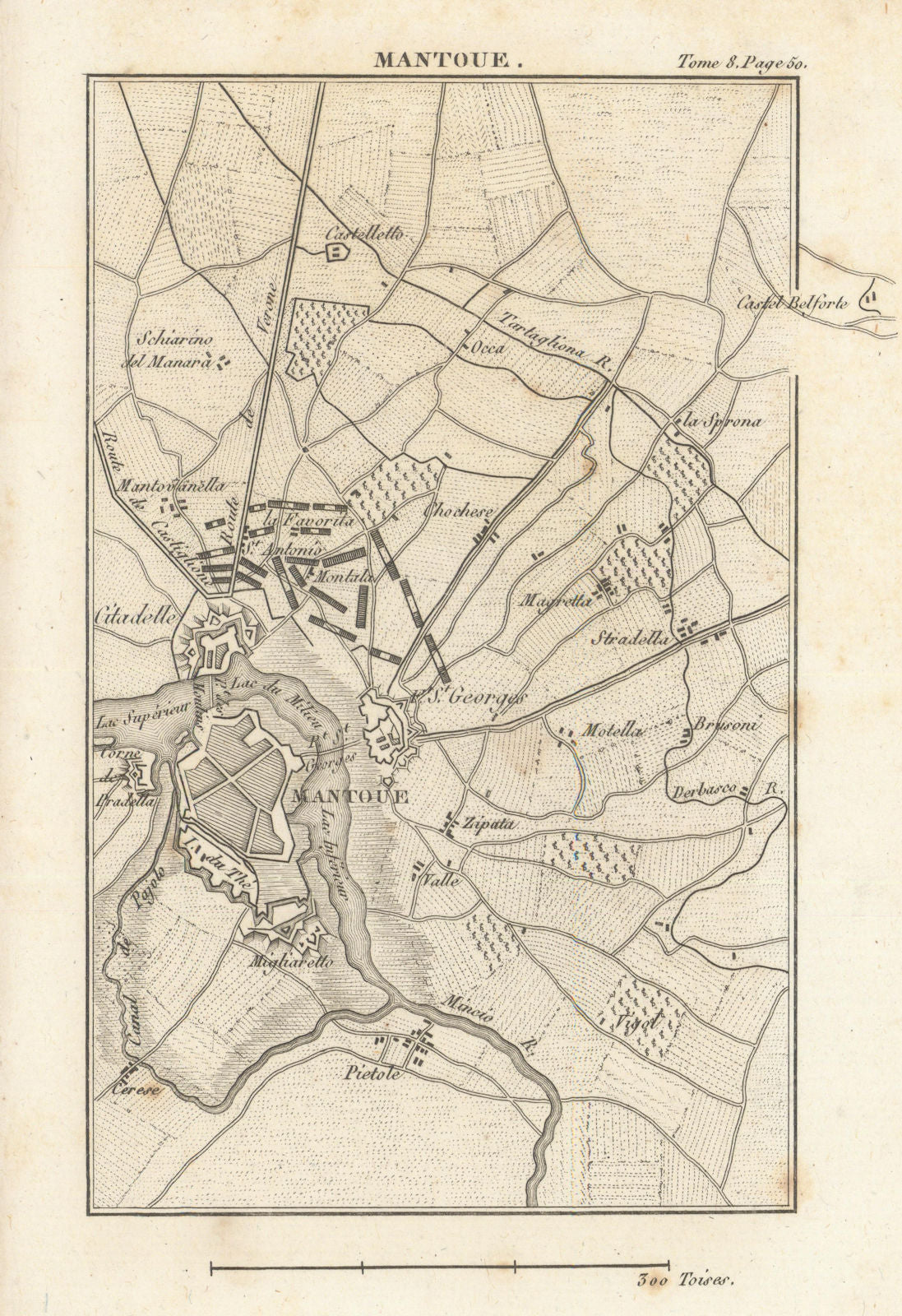 Siege of Mantua 1796-7. Italy 1818 old antique vintage map plan chart ...