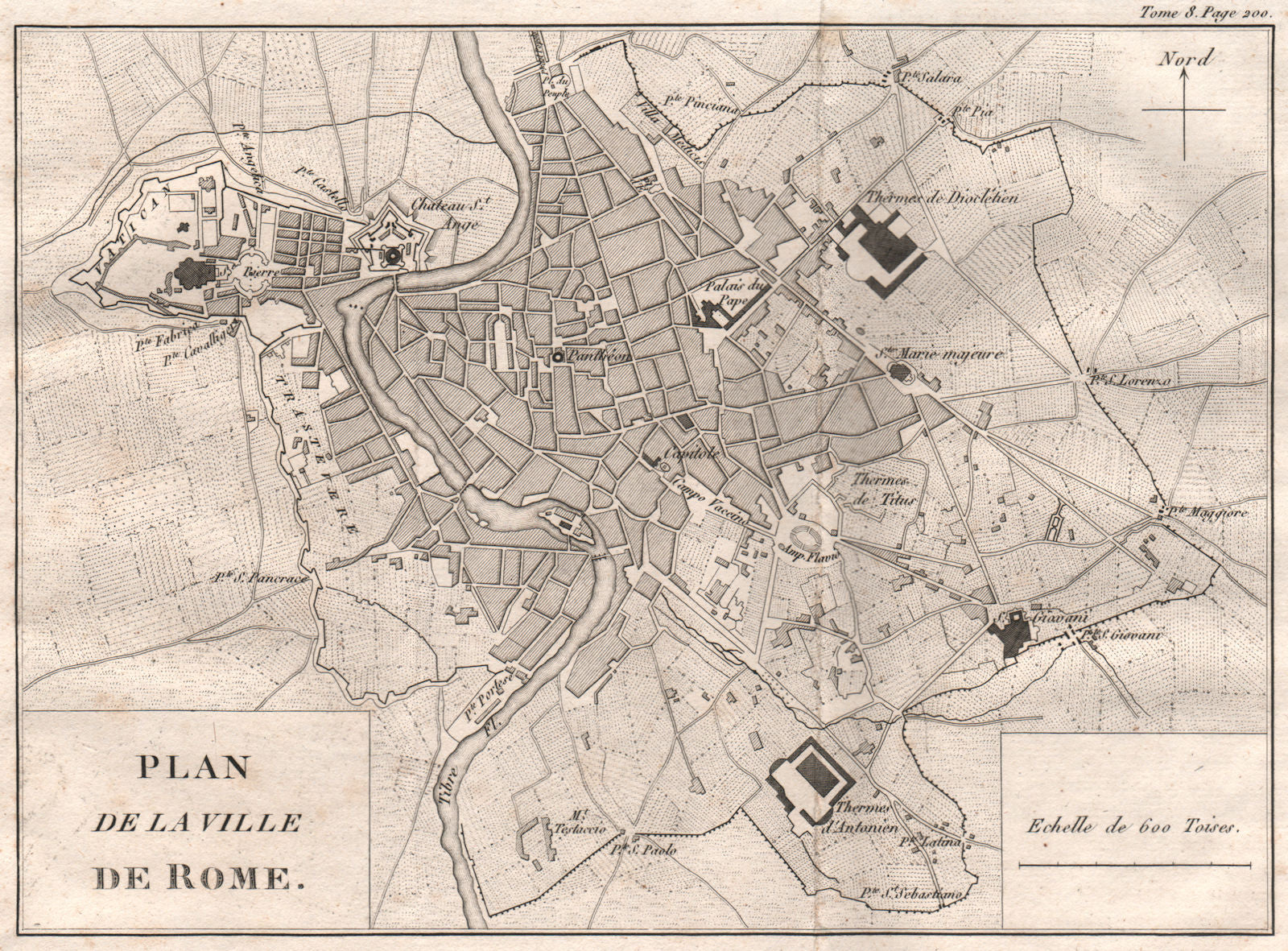 Plan of the City of ROME. Roma 1818 old antique vintage map chart ...