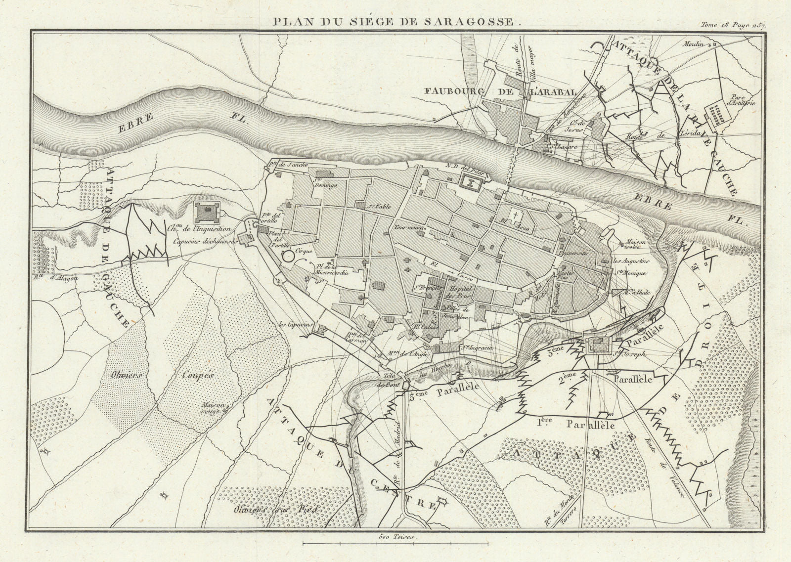 Siege of Zaragoza 1808. Peninsula War. Saragossa. Spain 1820 old ...
