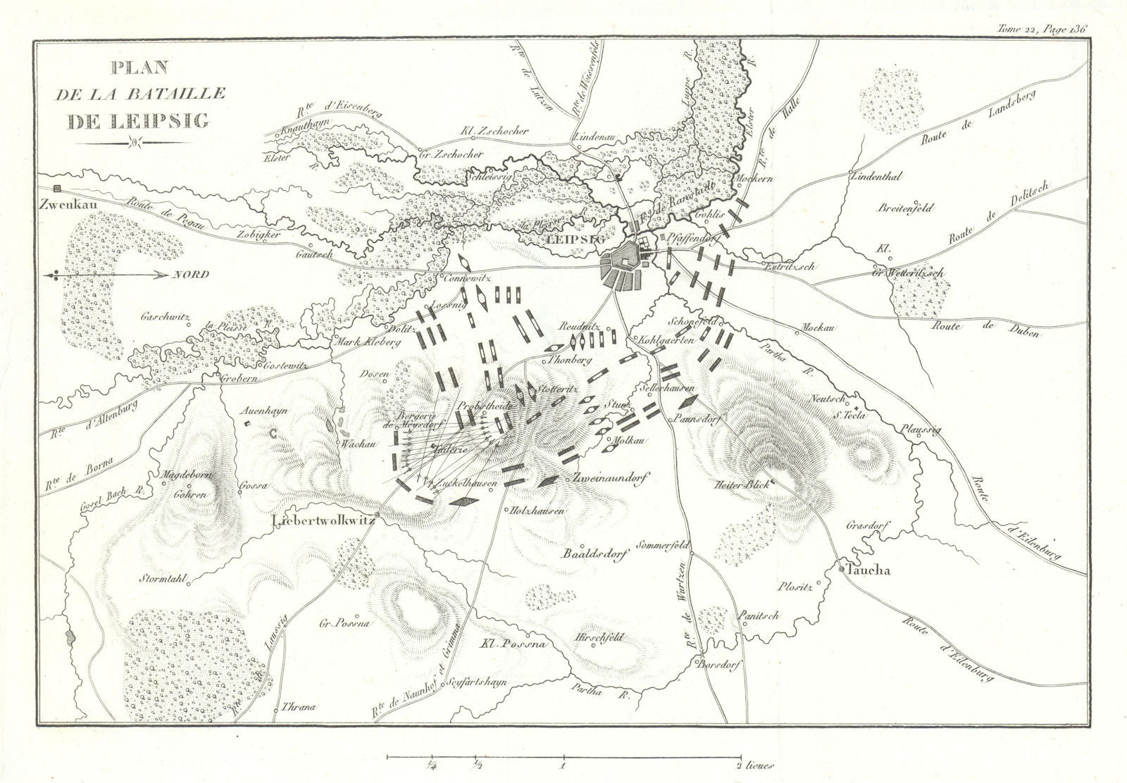 Plan of the BATTLE OF LEIPZIG 1813. Battle of the Nations. Germany 1820 ...