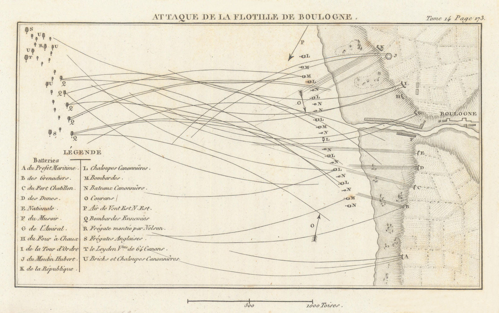 RAID ON BOULOGNE 1801. Attack of the Boulogne Flotilla. Nelson 1821 old ...