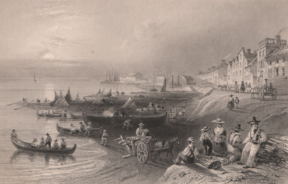 CANADA. The St. Lawrence, at Montreal, Quebec. BARTLETT 1842 old ...