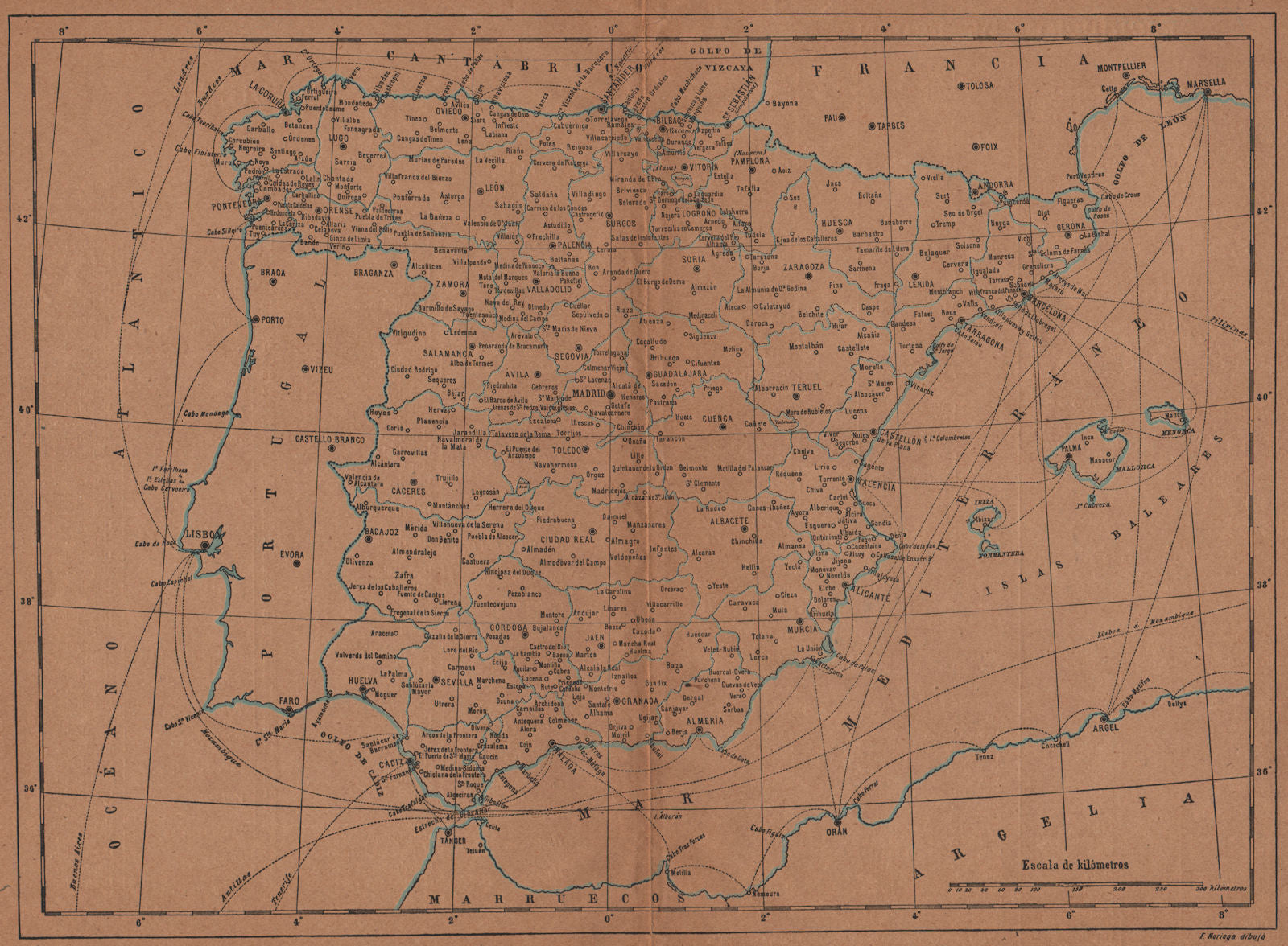 SPAIN ESPAÑA. Mapa antiguo 1905 old antique vintage plan chart ...