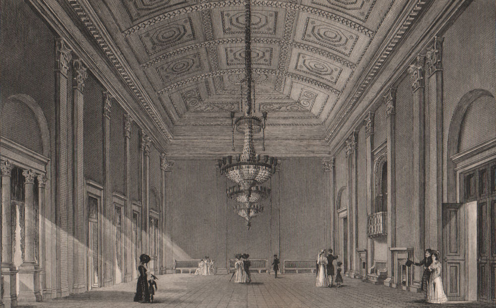 Interior of the Ballroom, Liverpool Town Hall. HARWOOD 1829 old antique ...