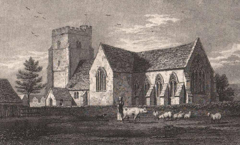 Saint Mary's church, Chartham. Kent. DEEBLE 1829 old antique print ...