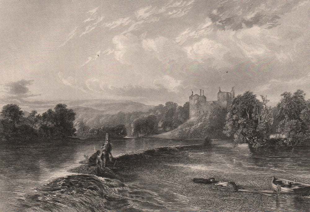 Doune Castle, Stirling, looking west. River Teith. Scotland 1845 old ...