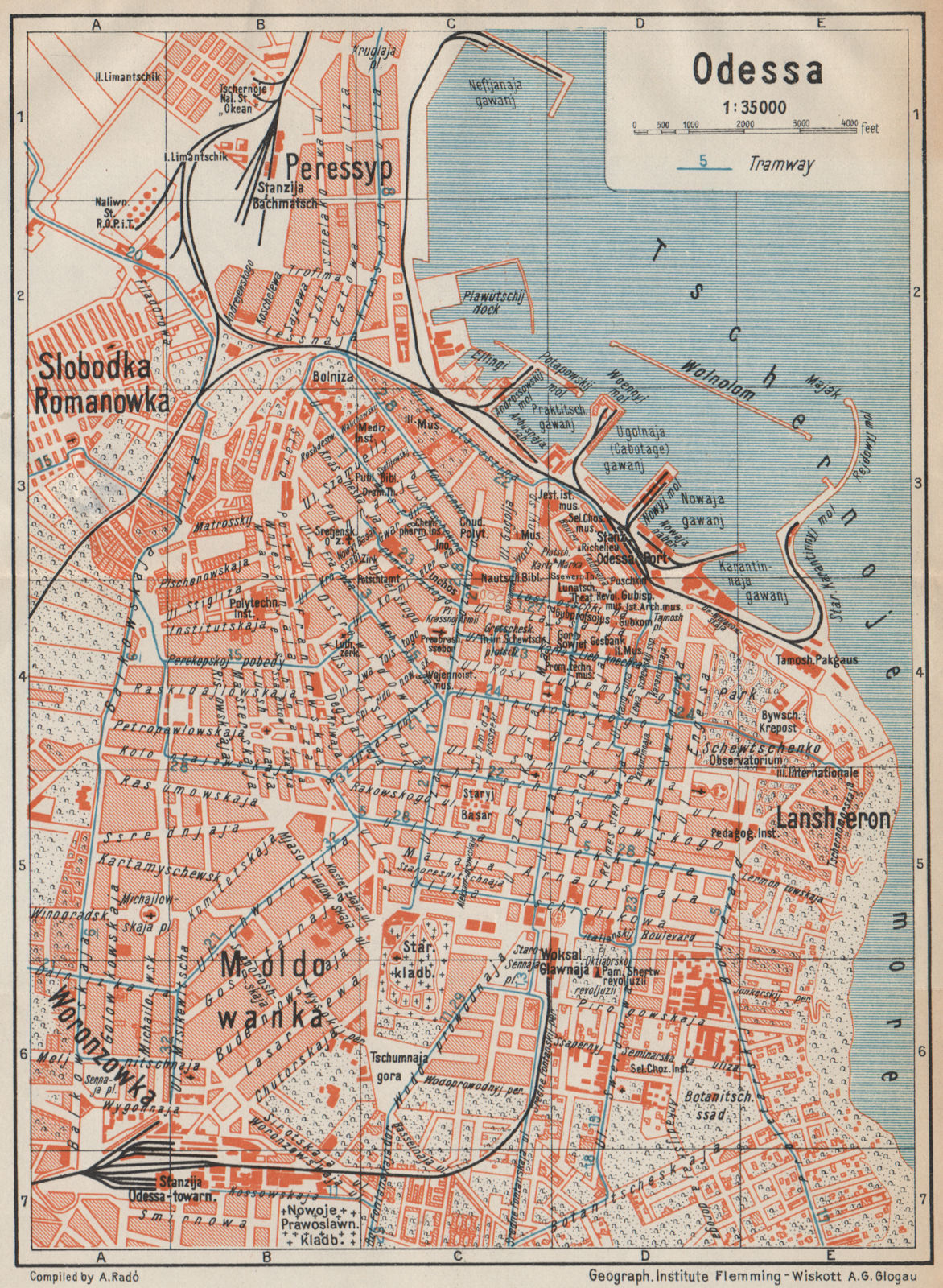 ODESSA vintage town/city plan. Soviet Union/USSR. Ukraine 1929 old ...