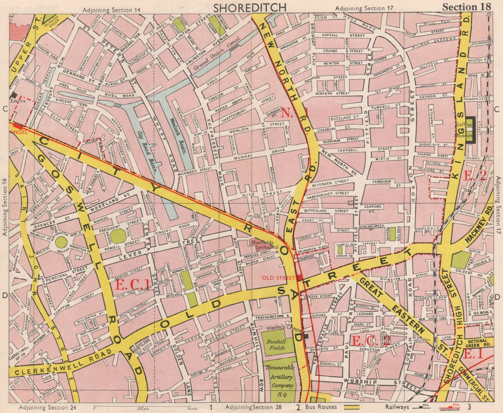 LONDON EC1 EC2 N1 Shoreditch Hoxton Old Street Clerkenwell. BACON 1959 ...