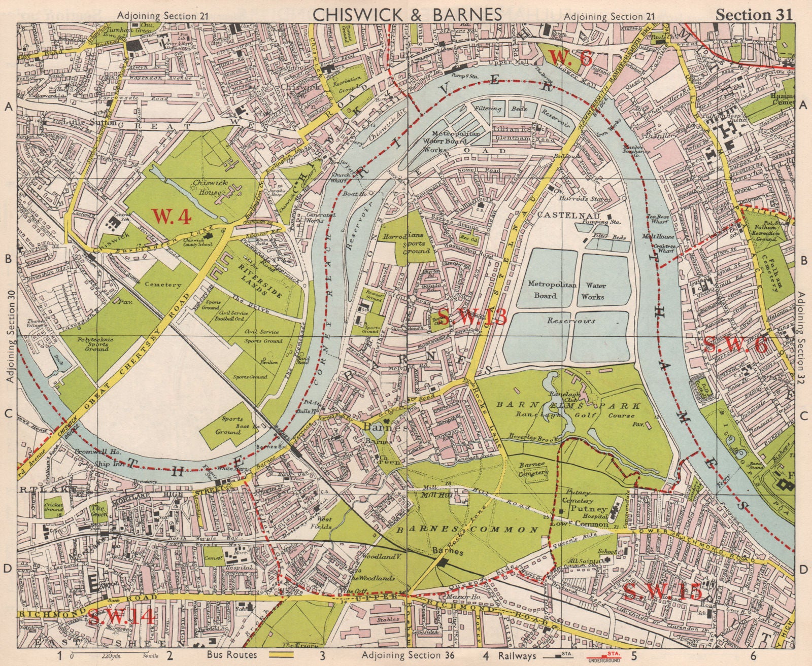 SW LONDON. Chiswick Barnes Castlenau Fulham Hammersmith Mortlake.BACON ...