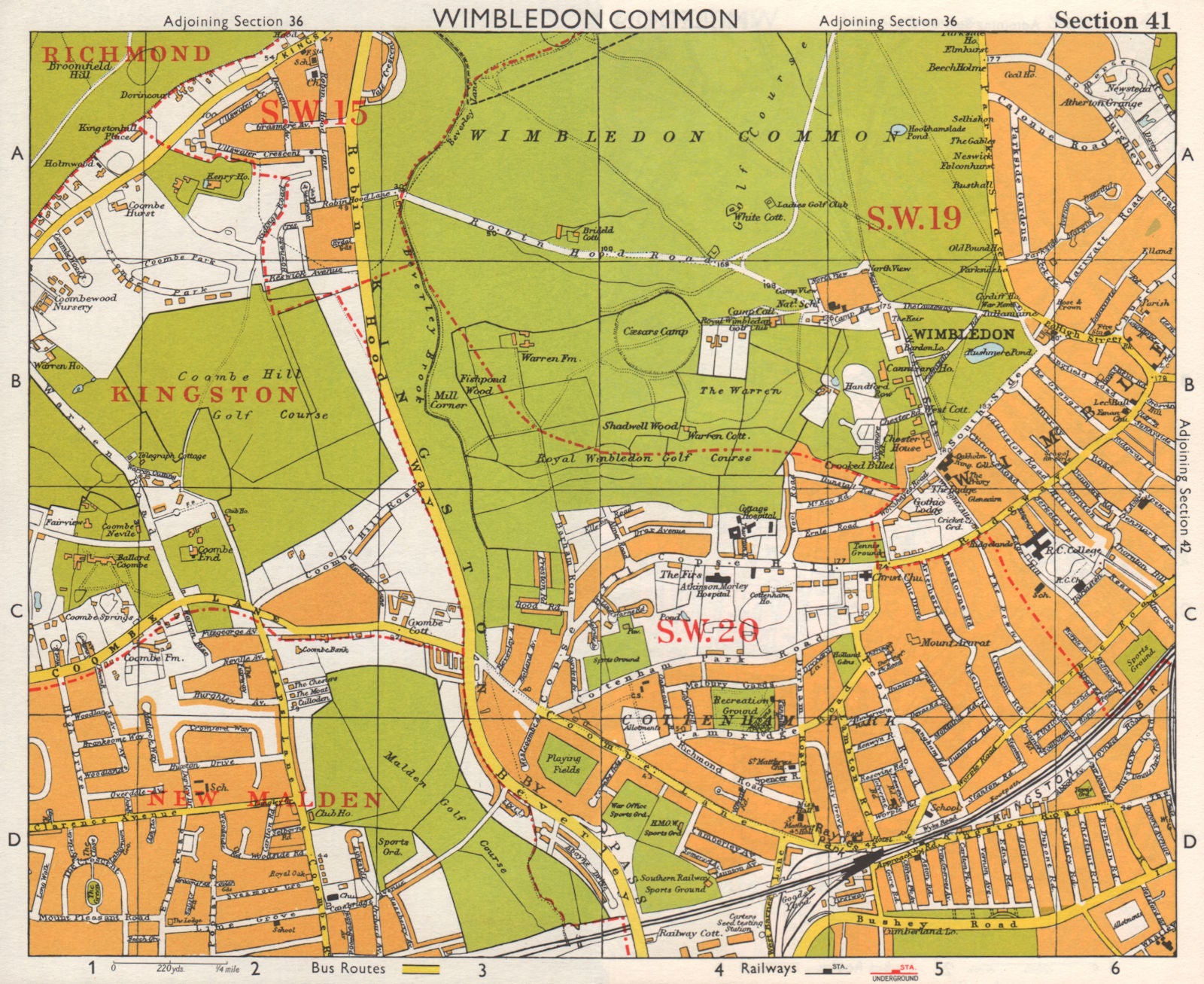 SW LONDON. Wimbledon Common Cottenham Park Malden Coombe Hill. BACON ...