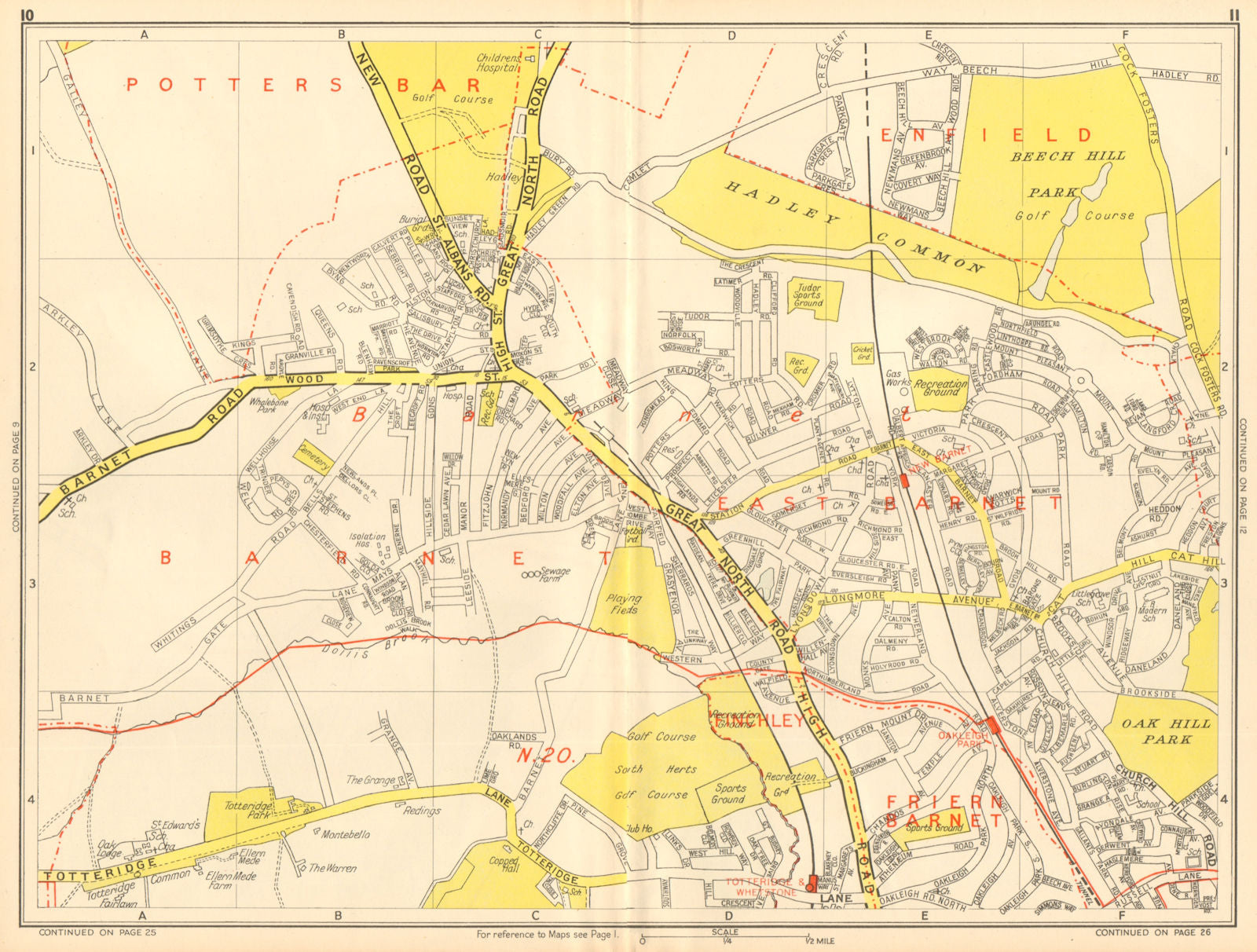 HIGH BARNET Totteridge Whetstone Oakleigh Park N20. GEOGRAPHERS' A-Z ...