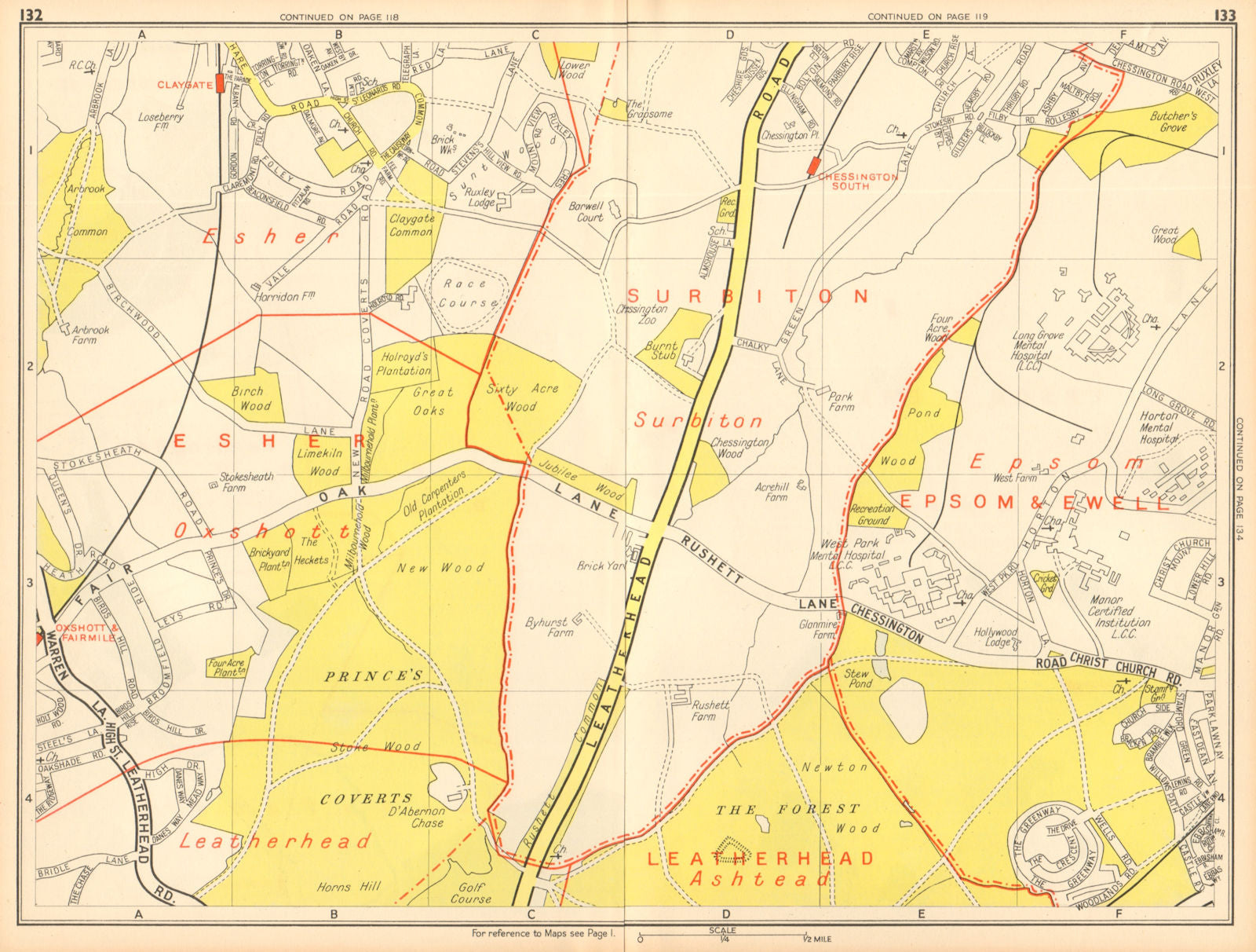 LONDON SW Chessington Claygate Oxshott Surbiton Epsom. GEOGRAPHERS' A-Z ...