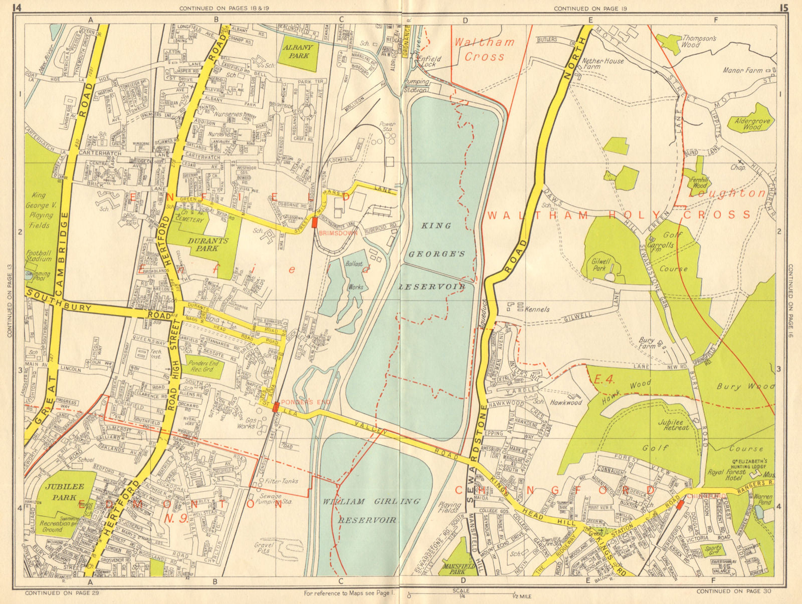 ENFIELD N9 E4 Brimsdown Chingford Ponder's End. GEOGRAPHERS' A-Z 1959 ...