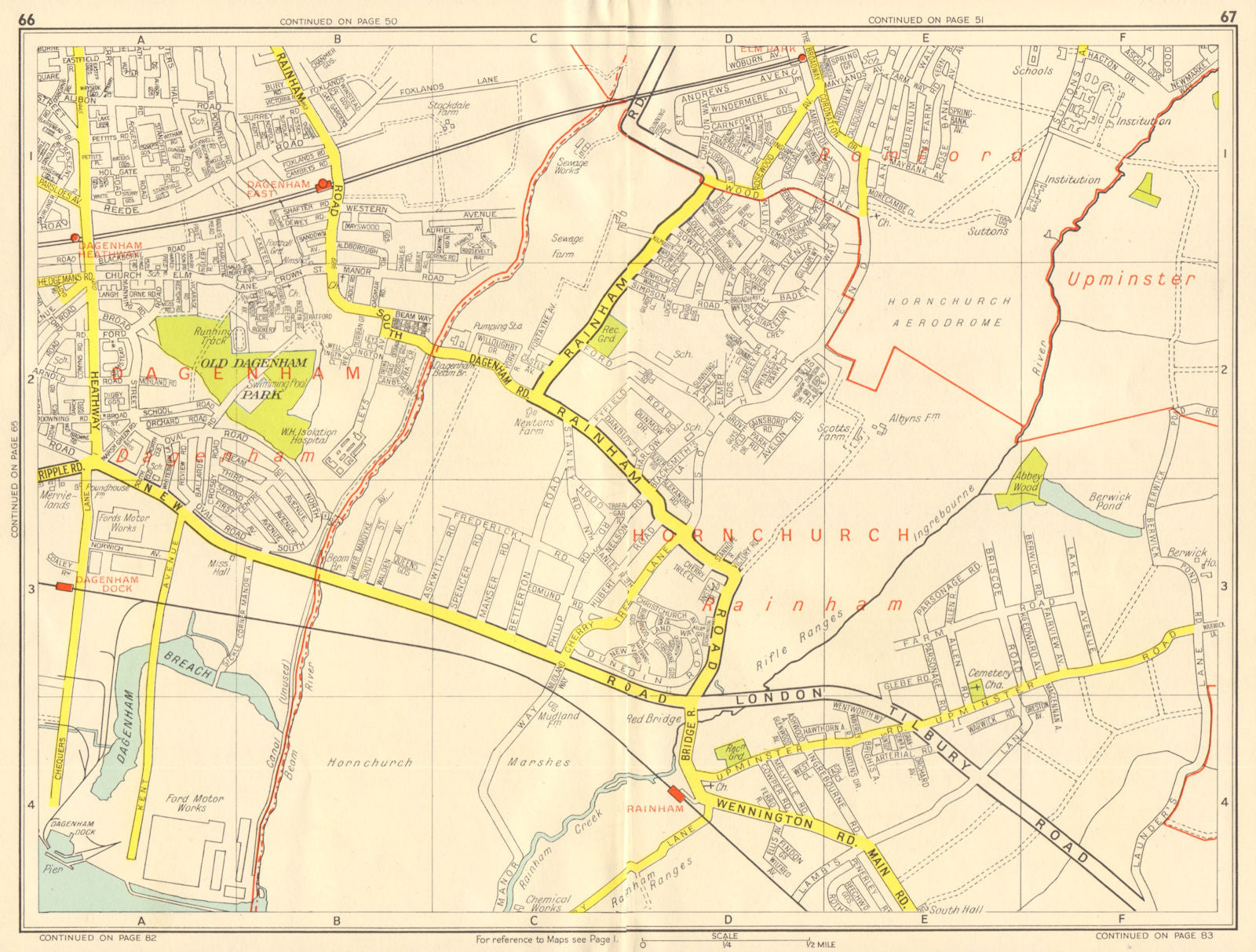SOUTH HORNCHURCH Rainham Dagenham Elm Park. GEOGRAPHERS' A-Z 1959 old ...