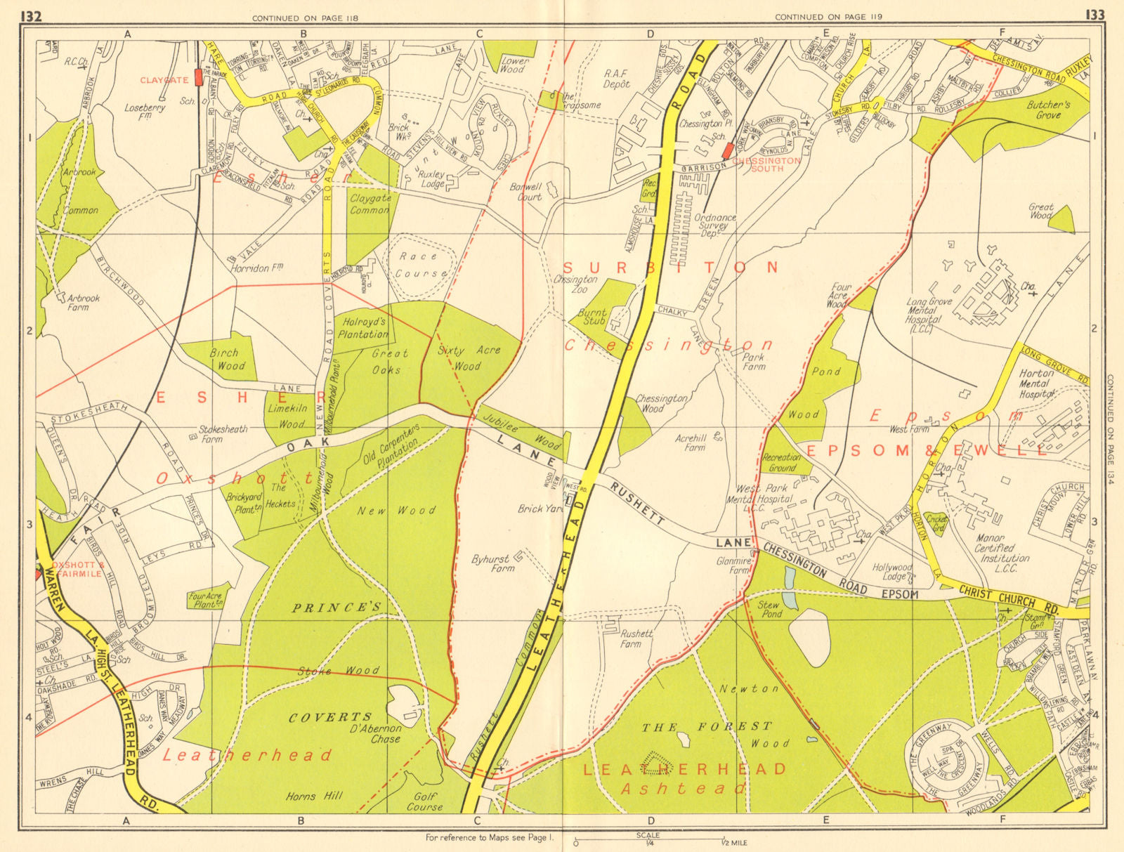 LONDON SW Chessington Claygate Oxshott Surbiton Epsom. GEOGRAPHERS' A-Z ...