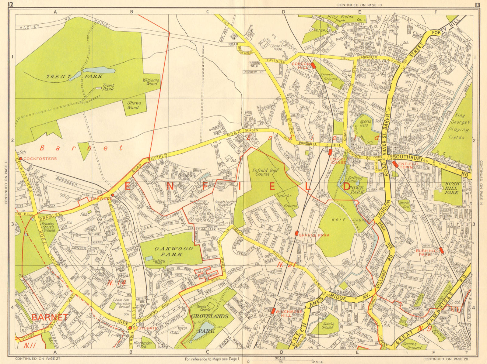 ENFIELD N21 N14 Winchmore Hill Southgate Cockfosters. GEOGRAPHERS' A-Z ...