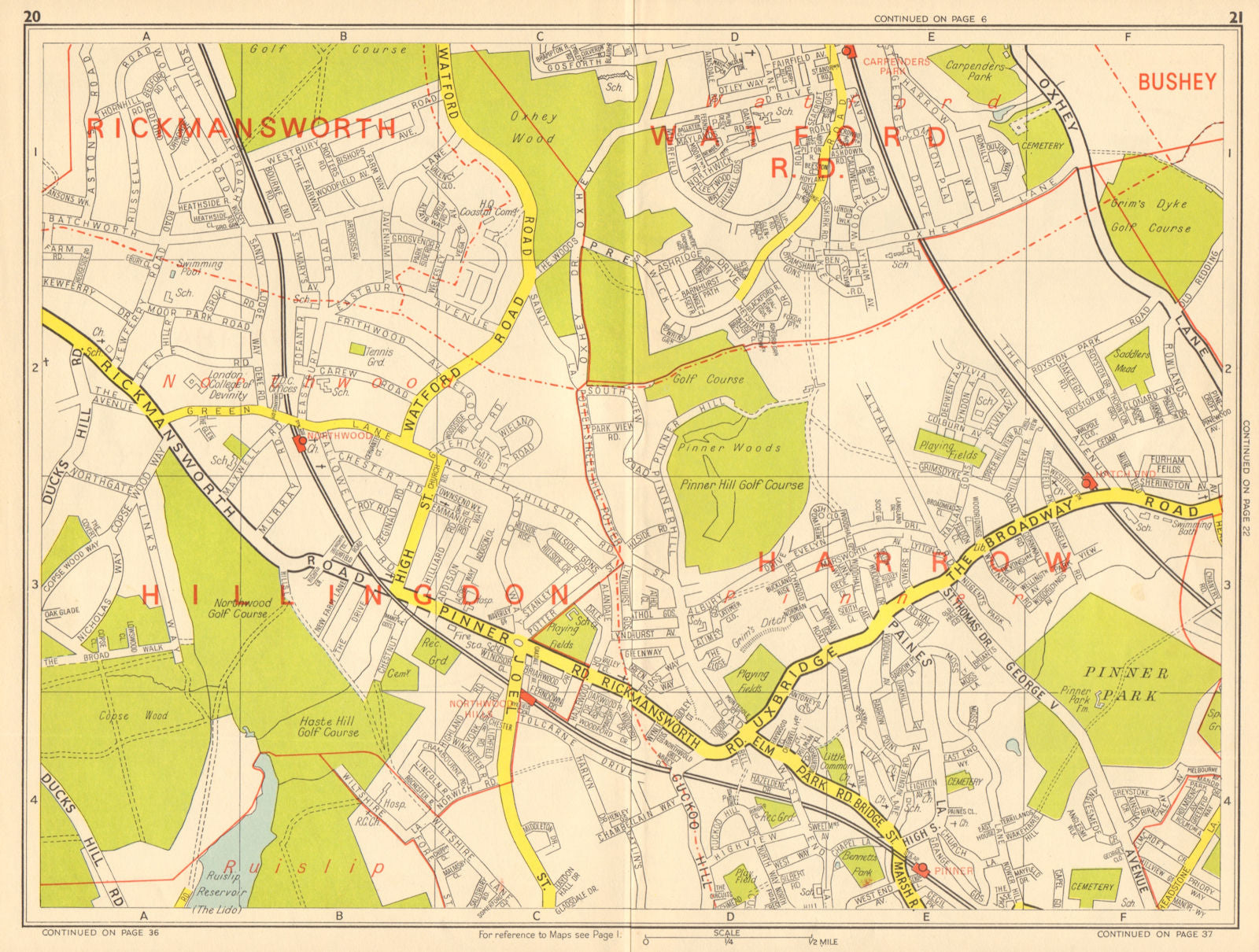 NORTHWOOD PINNER Watford Hatch End Carpenders Park. GEOGRAPHERS' A-Z ...