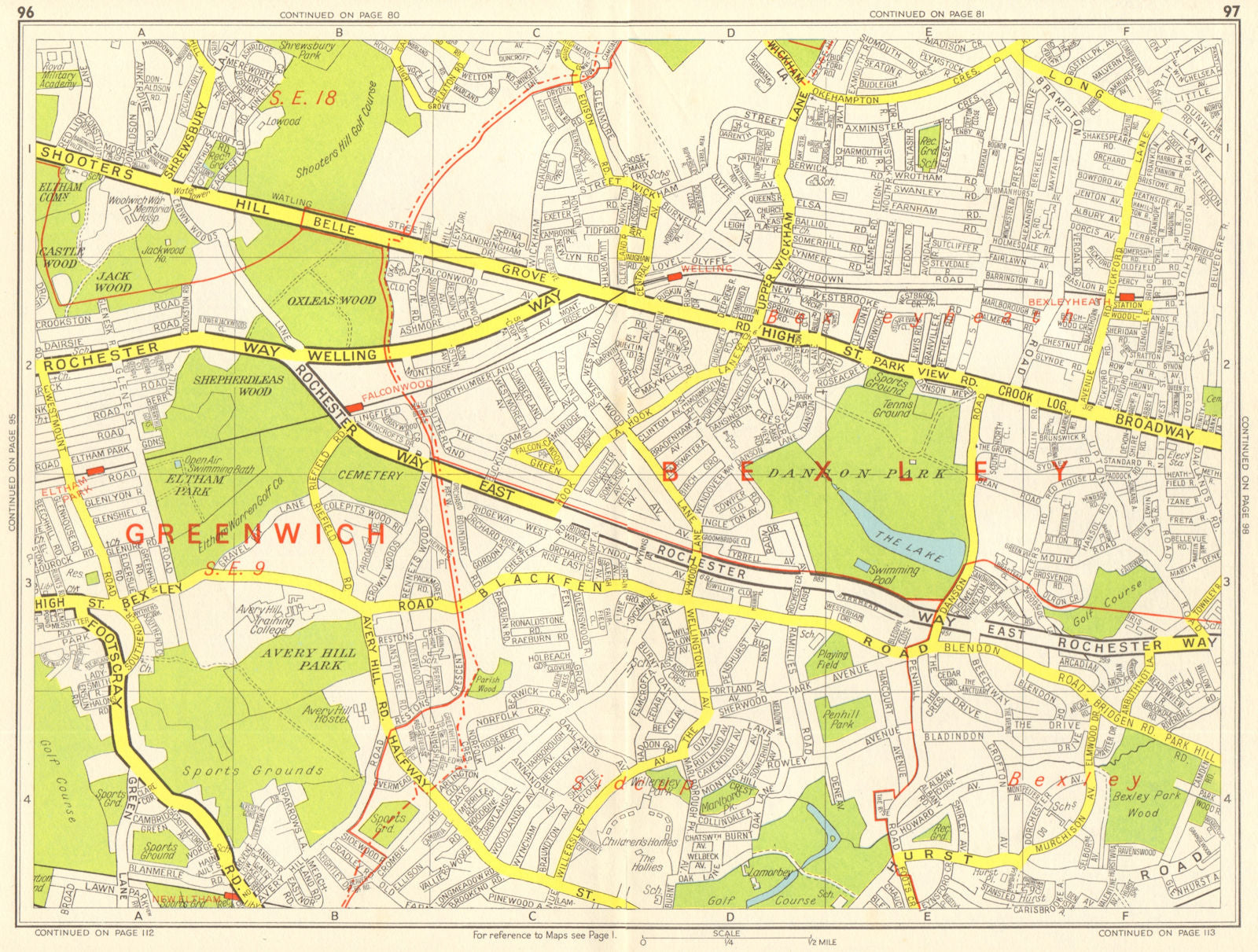 BEXLEY Bexleyheath Eltham East Wickham Shooters Hill. GEOGRAPHERS' A-Z ...